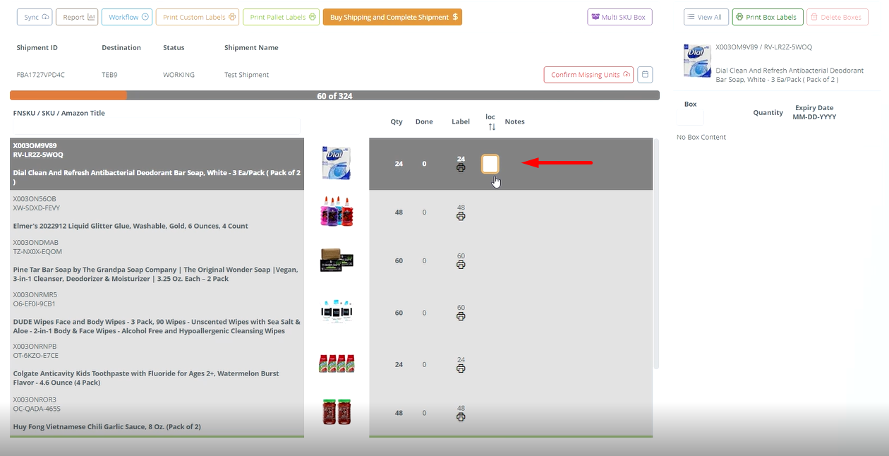 8. How To Add Warehouse Locations To Items In Your Shipment – 2D Workflow