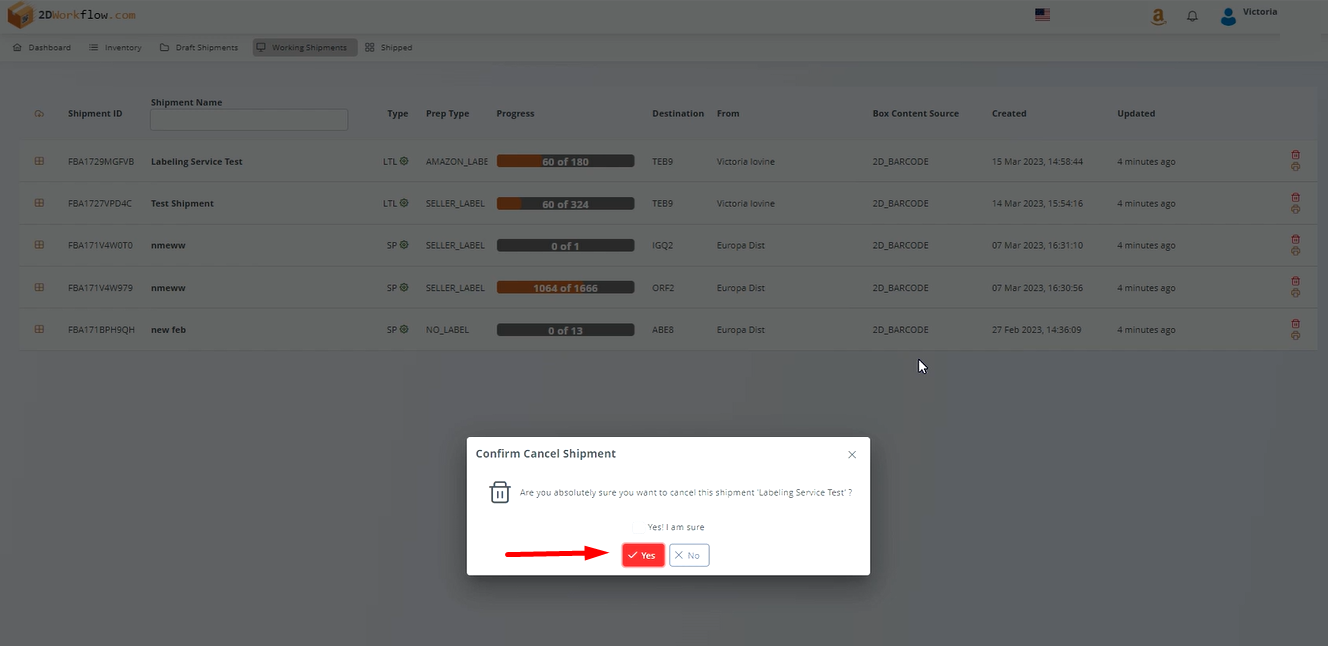 How to Delete a Shipment – 2D Workflow