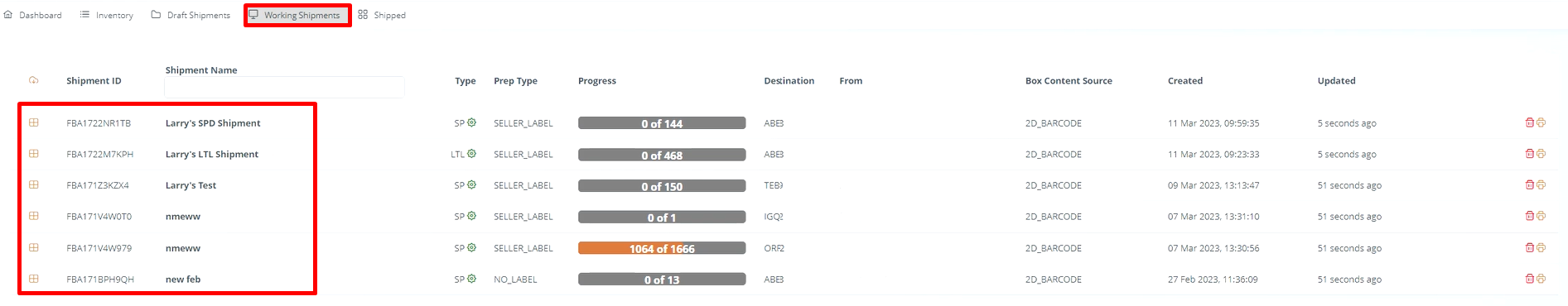 6. How to Delete a Shipment – 2D Workflow