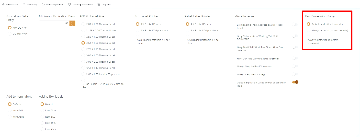 9. Box Dimension Entry Setting – 2D Workflow