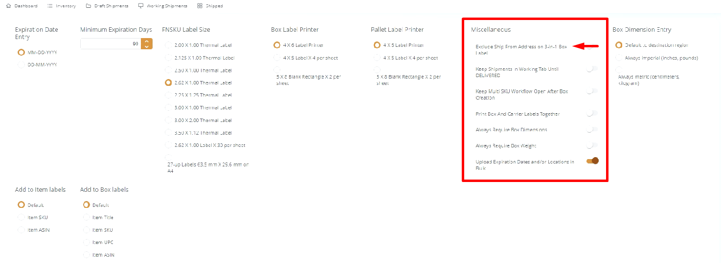 4. Exclude 'Ship From' Address on 3-in-1 Box Label Setting – 2D Workflow