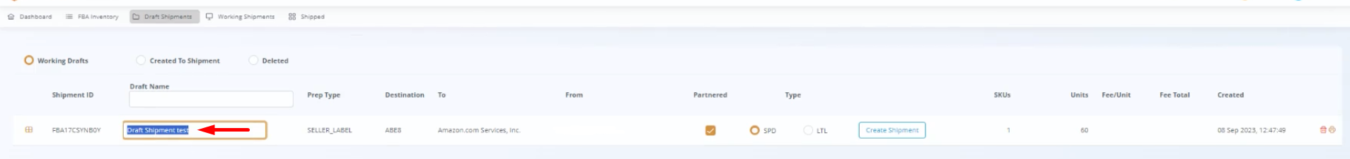 How to Change the Name of My Draft Shipment – 2D Workflow