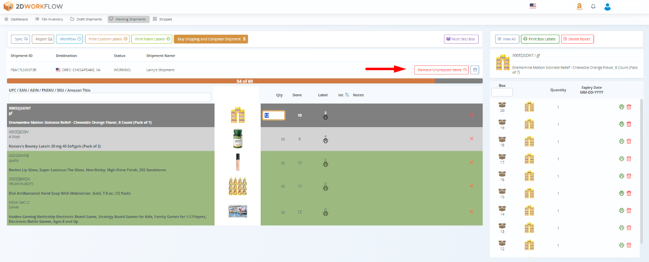 11. How to Change Quantities and Remove Items from My Shipment – 2D Workflow