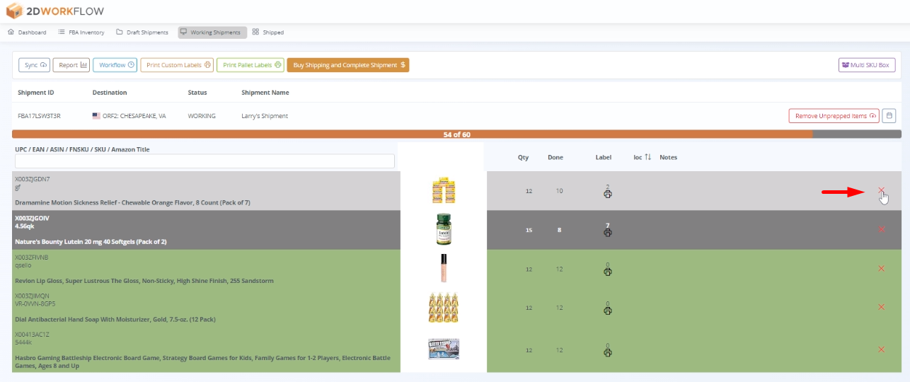 11. How to Change Quantities and Remove Items from My Shipment – 2D Workflow