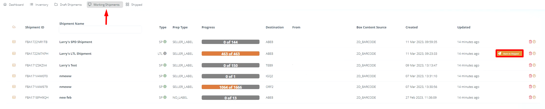 1. LTL/FTL Shipments and Product Prep (Shipping Pallets) – 2D Workflow