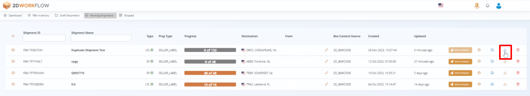 How to Download a Picklist/Shipment Information – 2D Workflow
