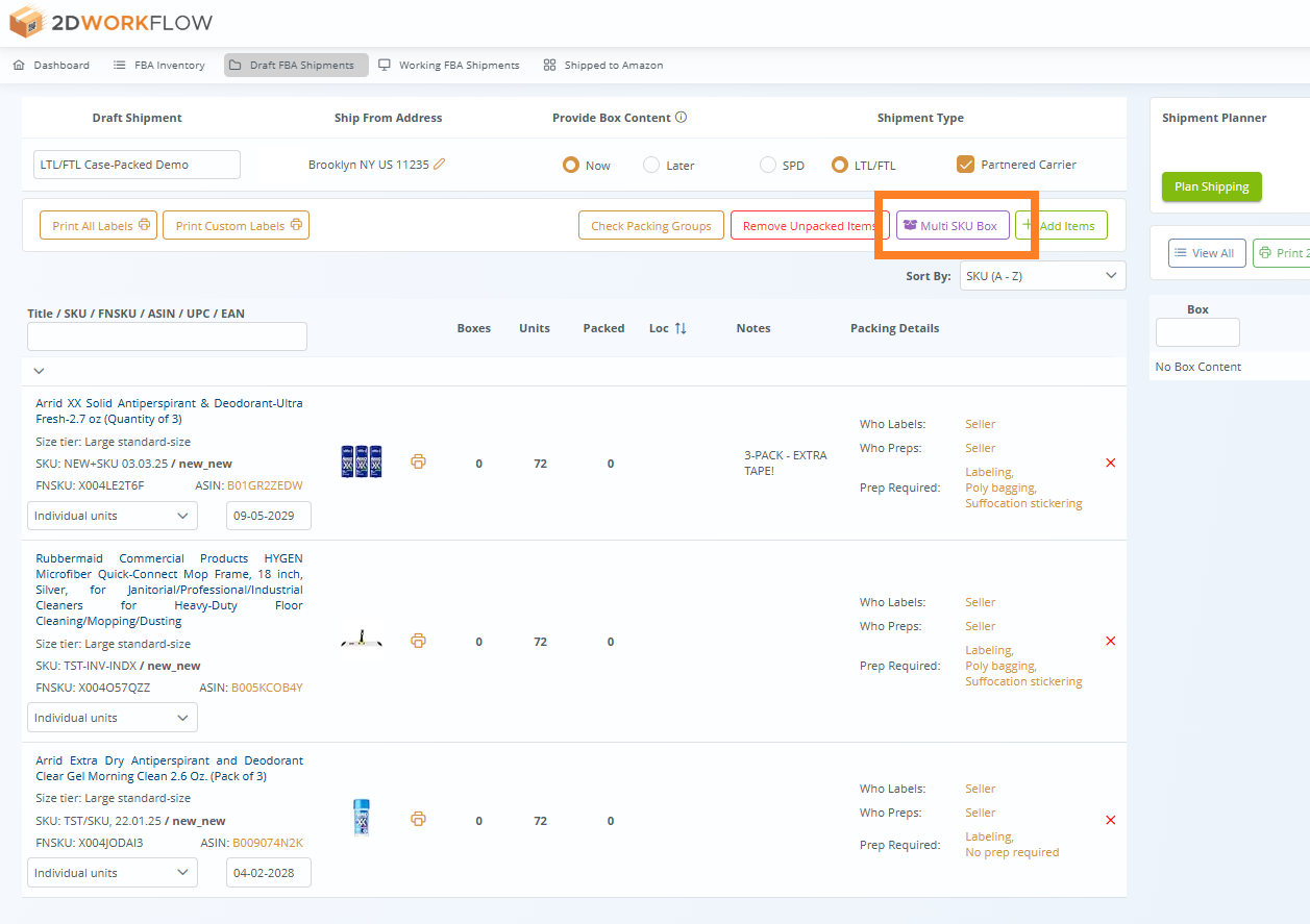 5. LTL/FTL Workflow (Pallet Shipments - Case Packed) – 2D Workflow