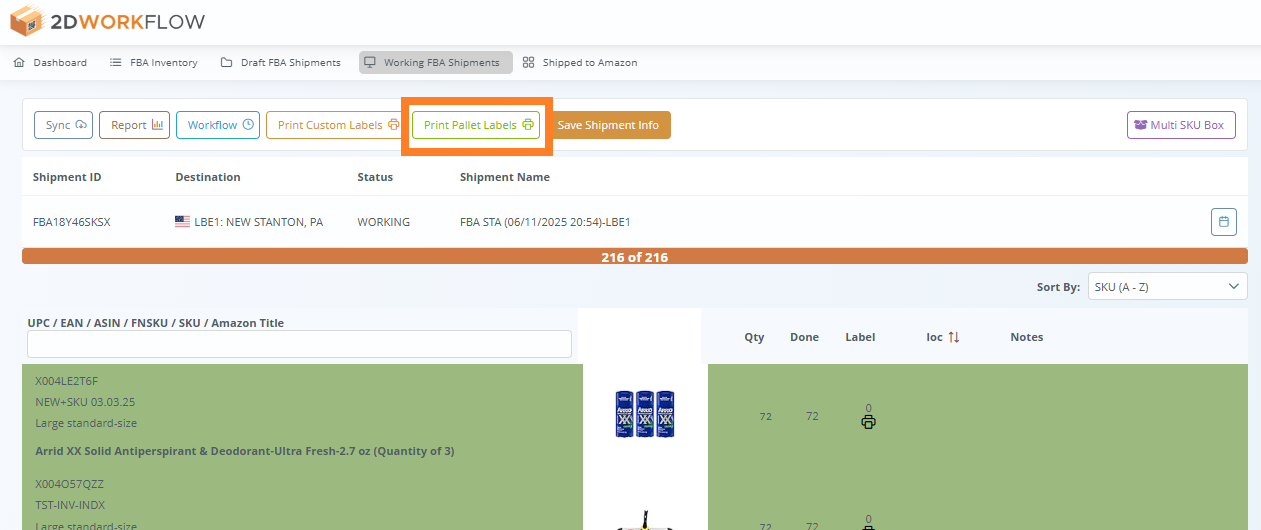 5. LTL/FTL Workflow (Pallet Shipments - Case Packed) – 2D Workflow
