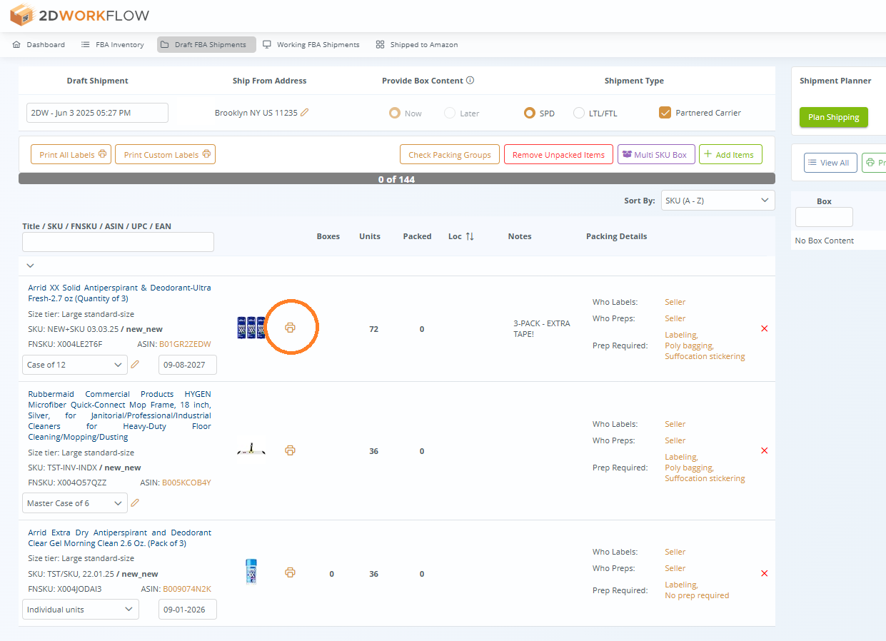 3. SPD Workflow (Small Parcel Shipments) – 2D Workflow