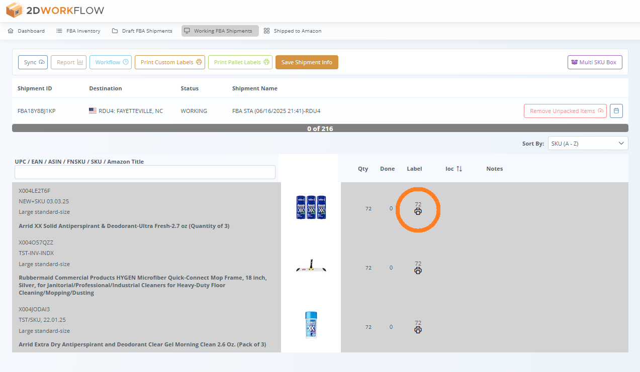 4. LTL/FTL Workflow (Pallet Shipments - Individual Items) – 2D Workflow