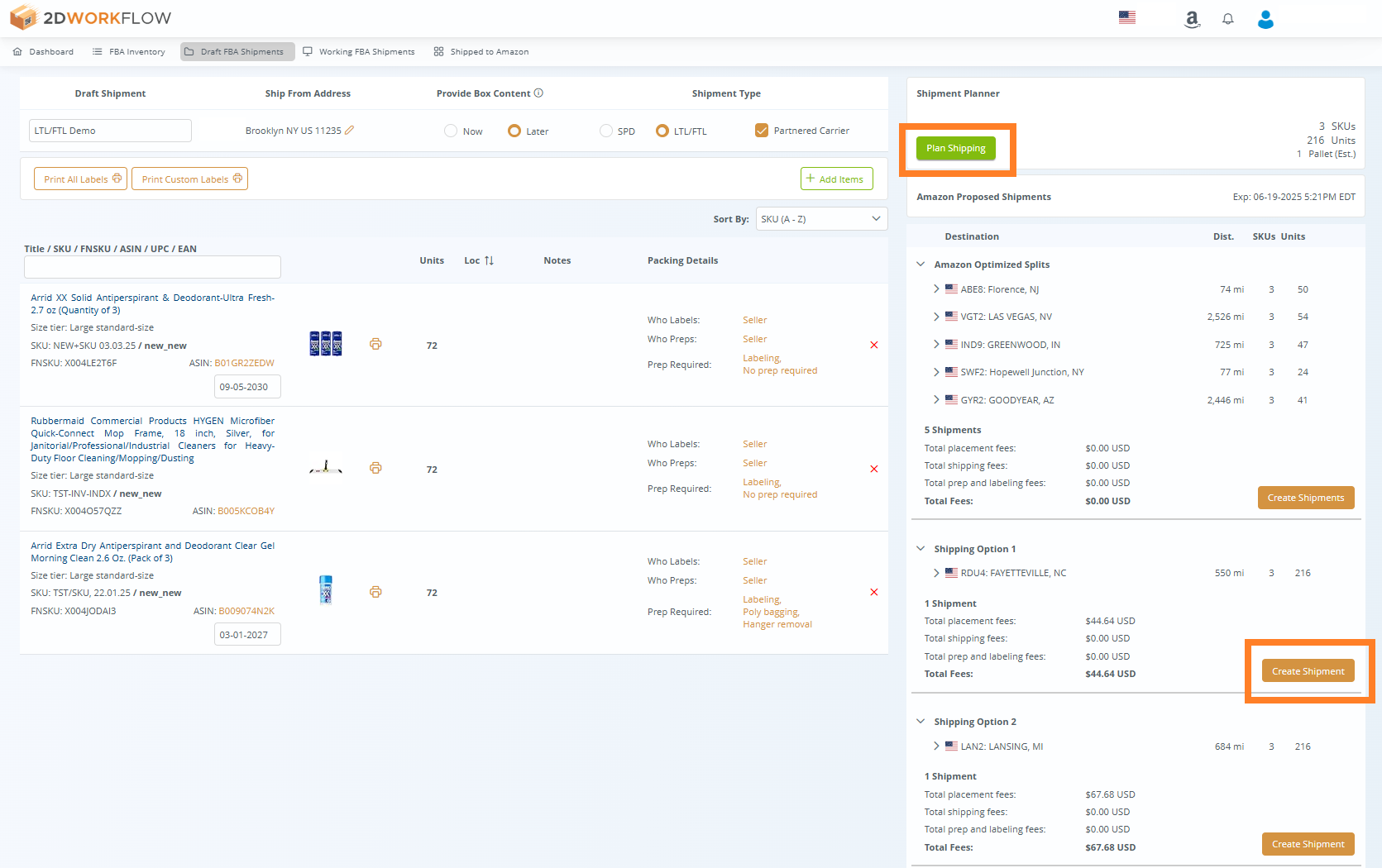How to Create 'Item Split' Pallet Shipments (LTL/FTL) – 2D Workflow