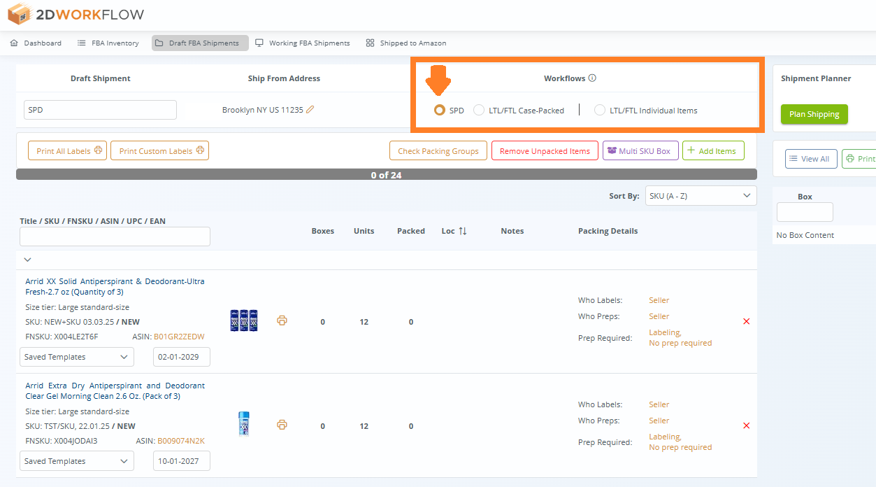 How to Create SPD (Small Parcel) Shipments – 2D Workflow